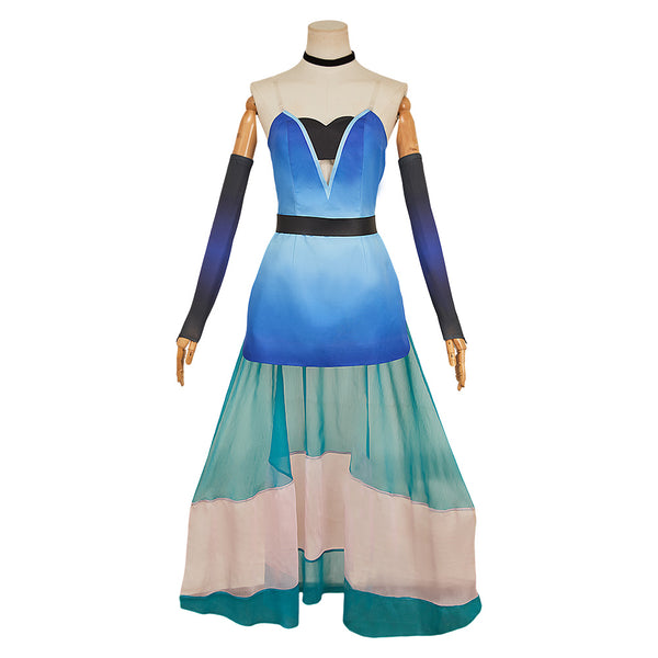 Hazbin Hotel Season 2 Angel Dust Blue Dress Cosplay Costume Outfit Hal ...