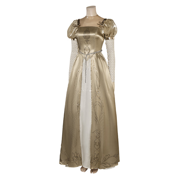 Movie Damsel 2024 Princess Elodie Women Golden Dress Cosplay Costume O ...