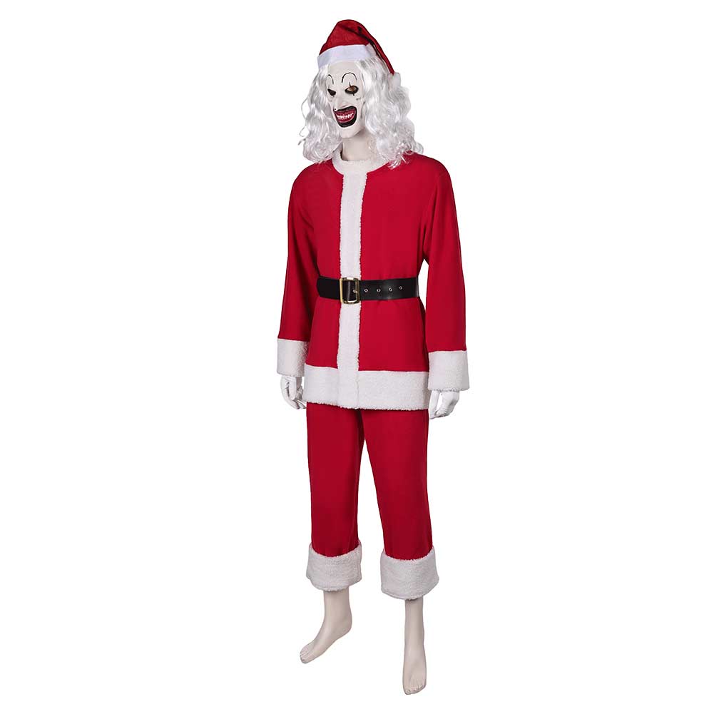 Movie Terrifier 3 (2024) Art the Clown Red Outfit With Mask Full Set C ...