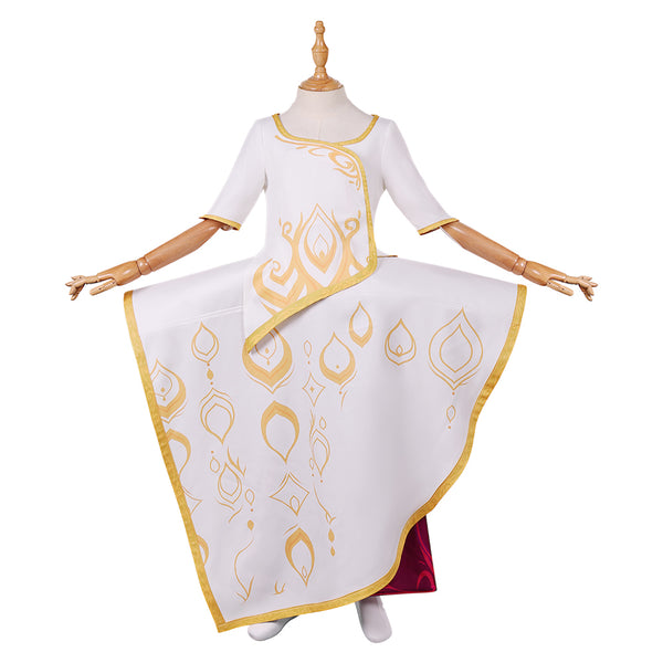 Spellbound (2024) Princess Ellian Kids Children White Dress Cosplay Co ...