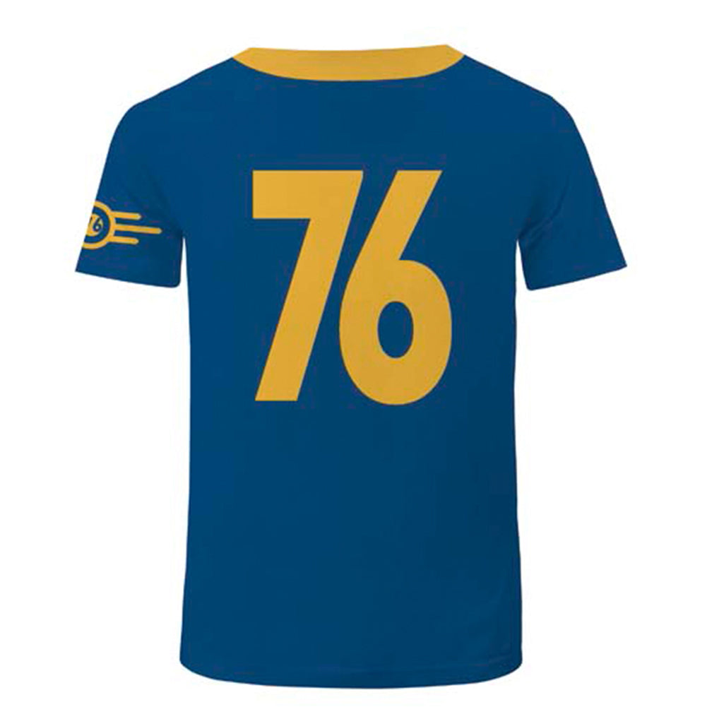 TV Fallout Vault 76 Dweller Blue T-shirt Cosplay Costume Outfits Hallo ...