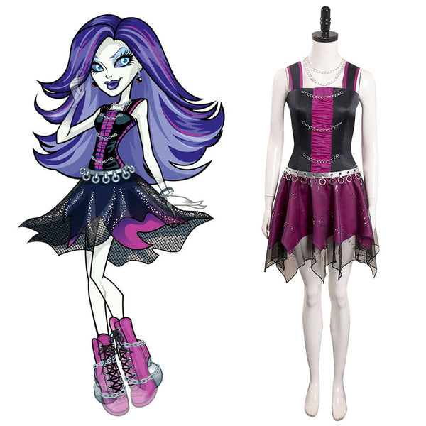 Monster High Spectra Vondergeist Cosplay Costume Dress Halloween Outfi ...