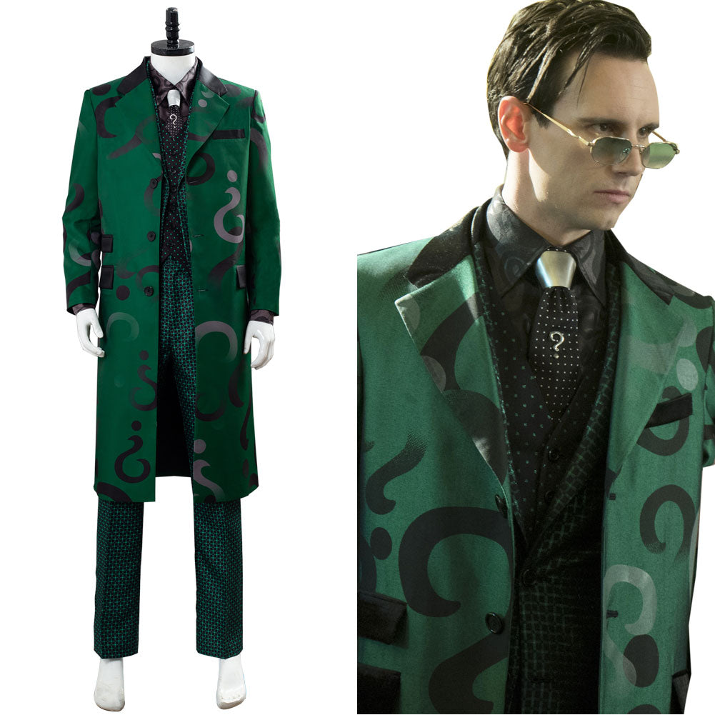 The Riddler Edward Nygma Gotham Season 5 Uniform Green Cosplay Costume ...