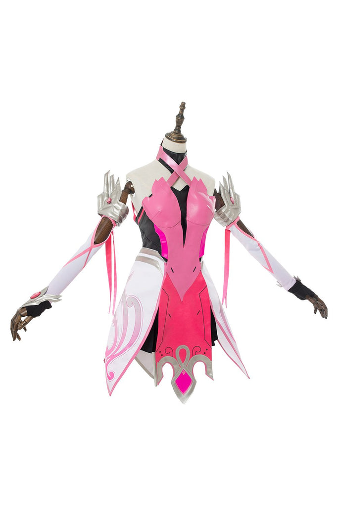 Overwatch Mercy Angela Ziegler Outfit Pink Mercy Skin Cosplay Costume ...