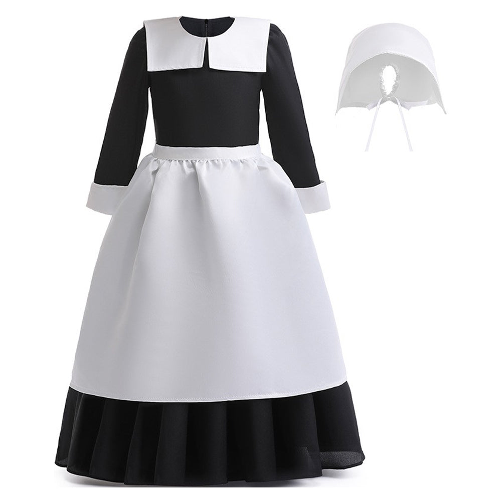 Kids Wednesday Addams Cosplay Costume Maid Dress Outfits Halloween Car ...