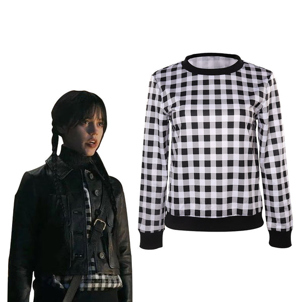 Wednesday Adams Wednesday plaid Shirt Cosplay Costume Outfits Hallowee ...