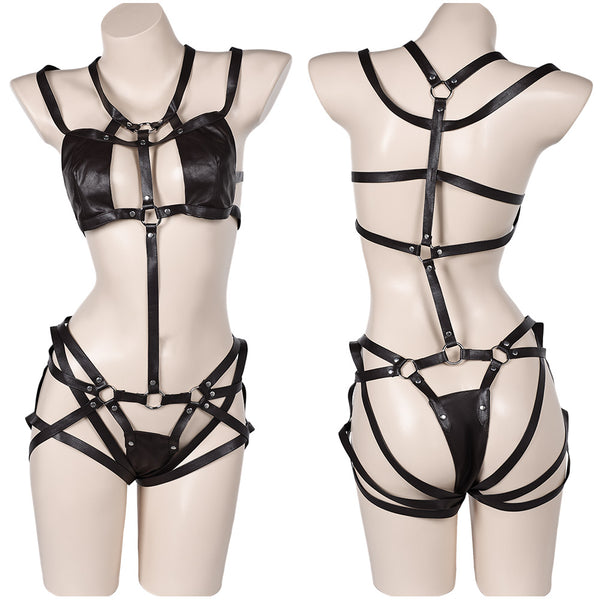 Game Baldurs Gate Laezel Women Black Sexy Suit Cosplay Costume Outfi